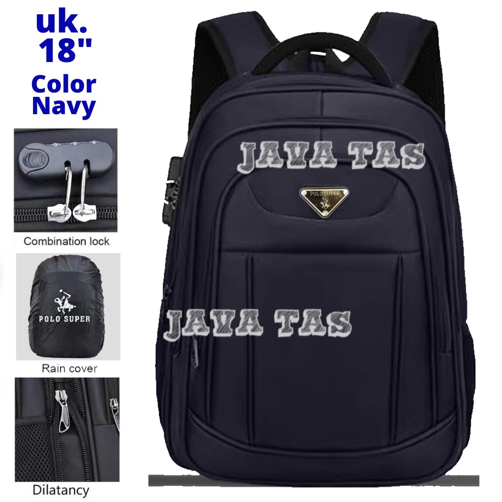 Super POLO laptop Bag+Combination Lock EXPANDABLE NAVY 14 inch laptop ...