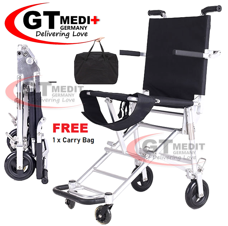 WJP-A38-6 GT MEDIT GERMANY Ultra Lightweight Airplane Wheelchair Foldable Travel Wheel Chair ...