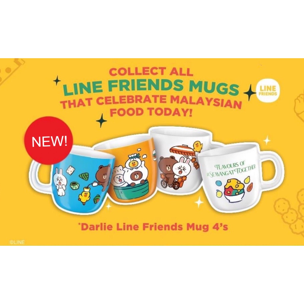 Line Friends Mugs / Darlie x Line Friend Mug Gift Set 4pcs | Shopee ...