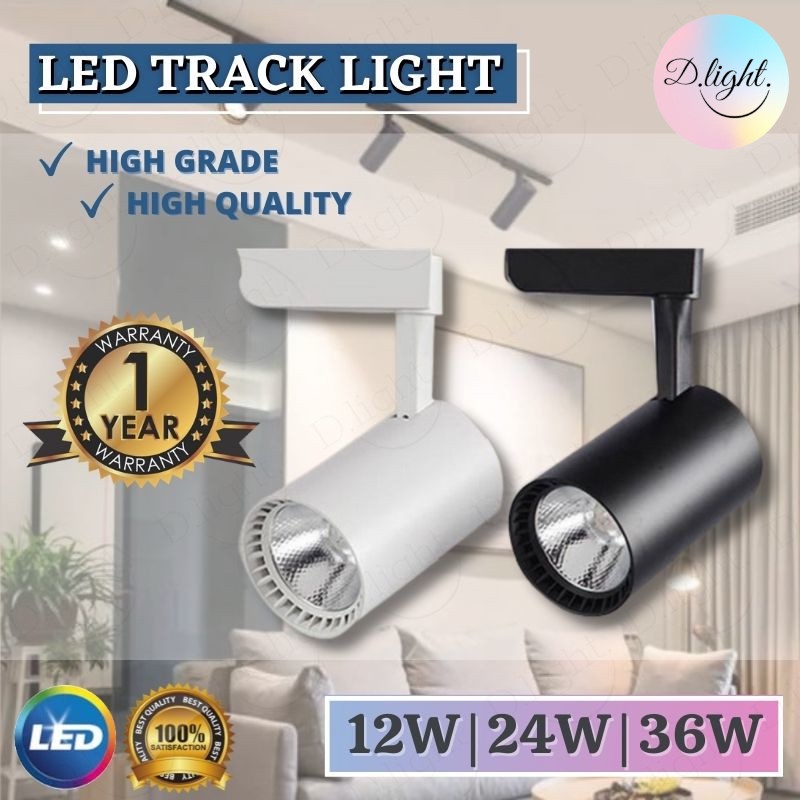 LED Rail Track Light Black White 12W / 24W / 36W COB Spotlight Adjustable Track Spot Light ...