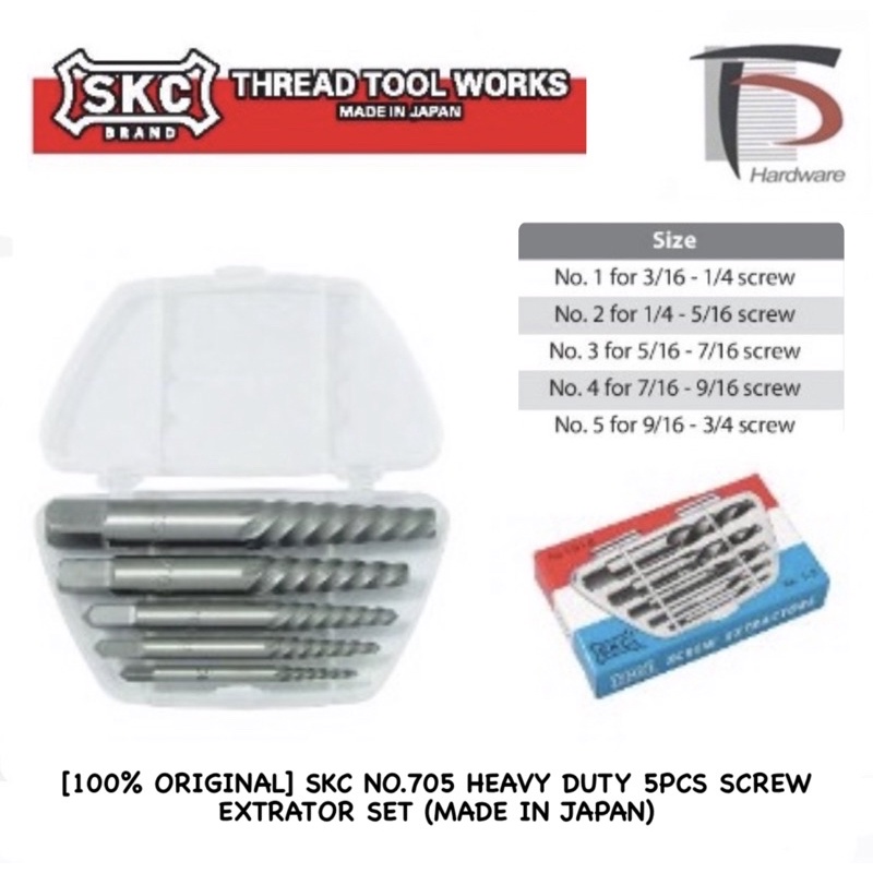 [100% ORIGINAL] SKC NO.705 HEAVY DUTY 5PCS SCREW EXTRATOR SET (MADE IN JAPAN) | Shopee Malaysia