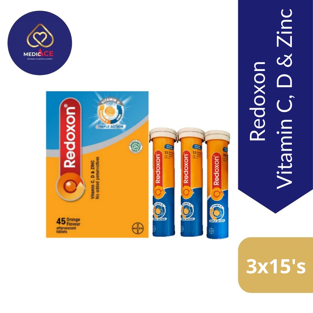 Redoxon Vitamin C, D & Zinc Triple Action Effervescent Tablet Orange ...