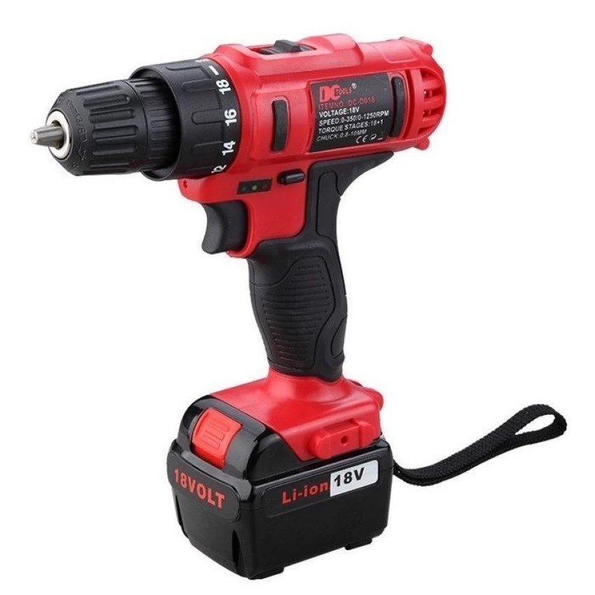 DCTOOLS D017 Rechargeable Cordless 18V Electric Power Tool Drill Set ...