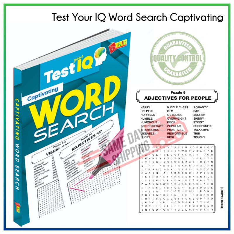 Word Search Book | Test Your IQ Word Search | Crossword | Puzzle | Word ...
