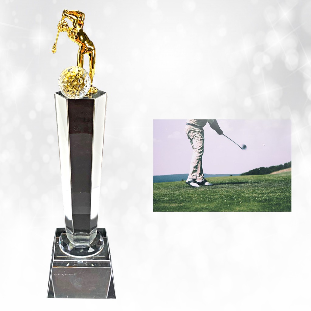 Crystal Trophy Playing Golf Portrait Style High 27CM End Teeth Award ...