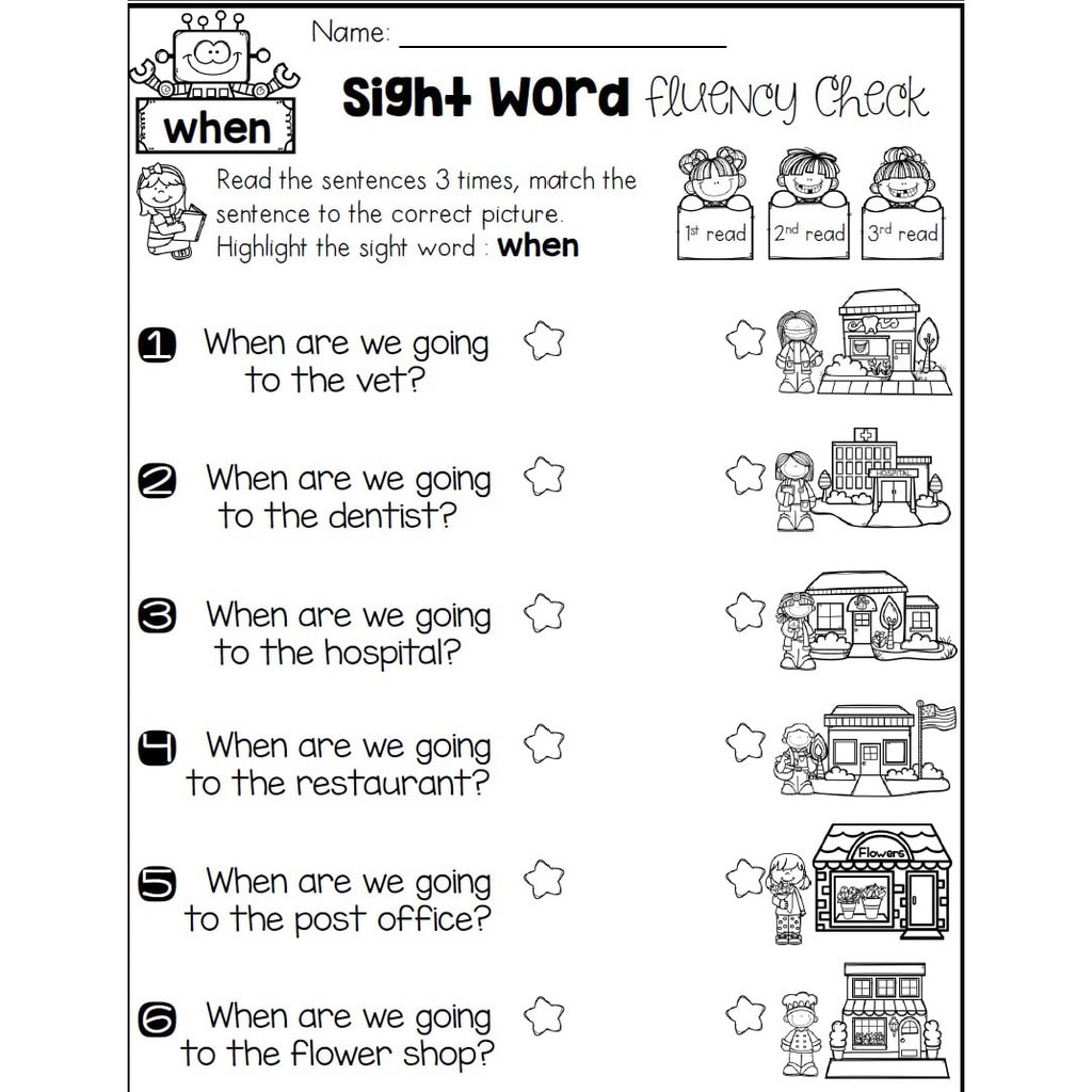 Sight Word Fluency - Total 3 Levels in One Package - 110 Pages（1套包括3各级别 ...