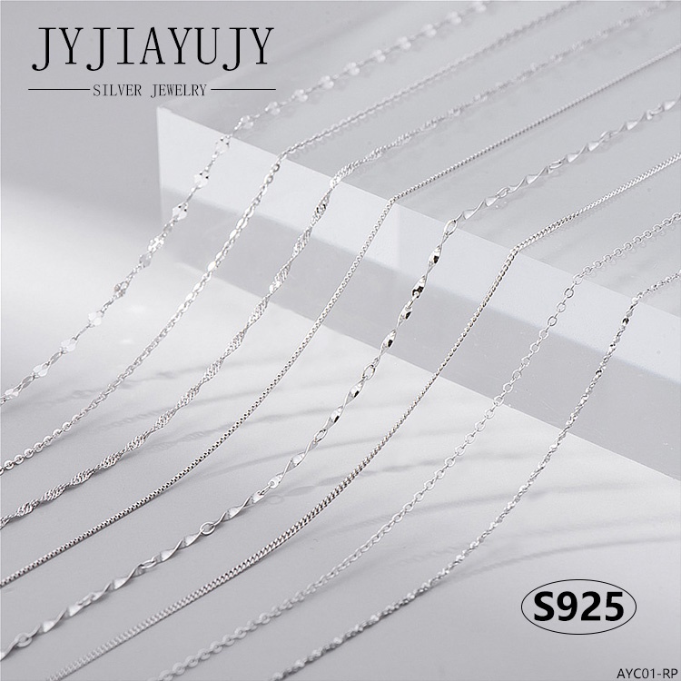 JYJIAYUJY 100% Sterling Silver S925 Necklace Silver Chain 40cm/45cm/50cm Hypoallergenic 1MM ...