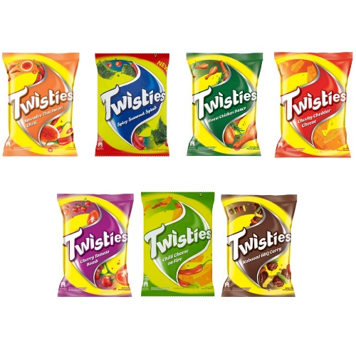 TWISTIES Big Pack (60g) - BBQ Curry/Cheddar Cheese/Roast Chicken/Tomato ...