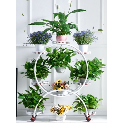 With WHEEL RODA Flower Rack Shelf Wrought Iron Wheeled Floor Type ...