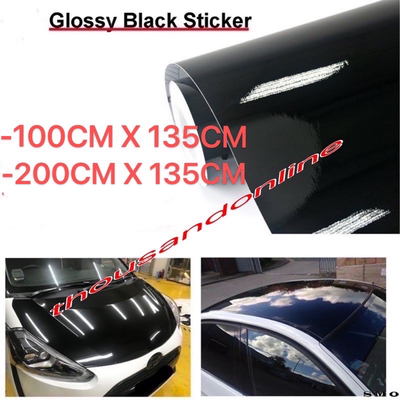 GLOSSY BLACK STICKER BONNET HOOD VINYL WRAPPING CAR BODY STICKERS ...