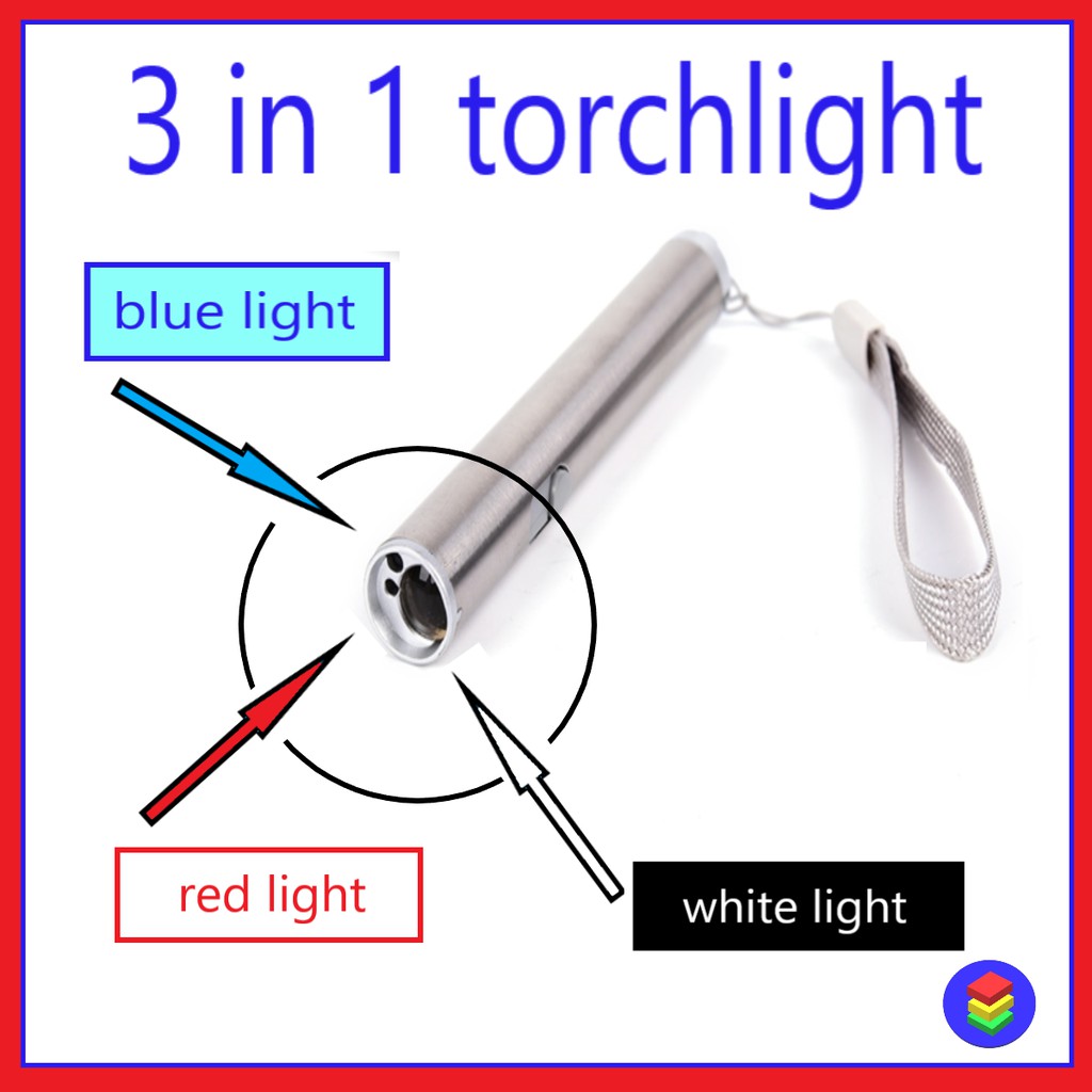 🔥READY STOCK🔥 3 in 1🔥Mini 🔥Portable LED 🔥flashlight Pointer 🔥UV ...