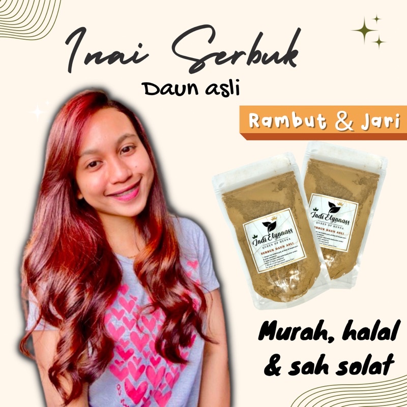 INAI RAMBUT SERBUK DAUN ASLI MERAH HALAL MESRA WUDHU | Shopee Malaysia