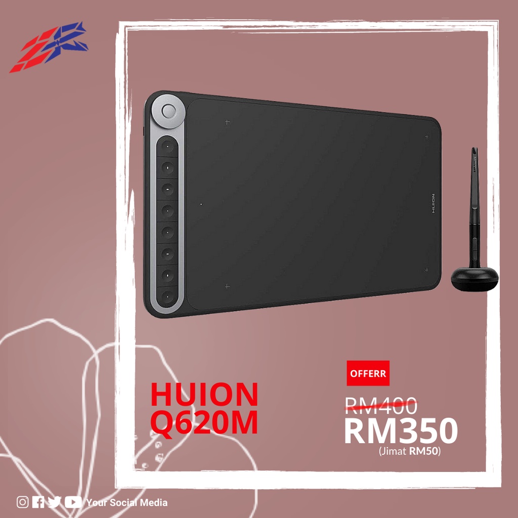 HUION Wireless Drawing Tablet Dial Q620M [USED] Dial Controller Tilt ...