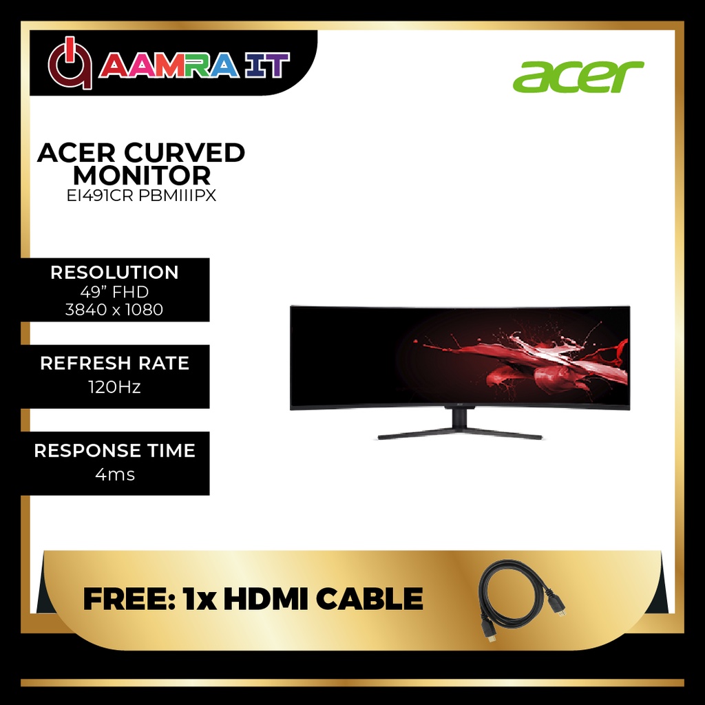 ACER EI491CR PBMIIIPX 49" CURVED DFHD VA Monitor Black (AMD Radeon ...