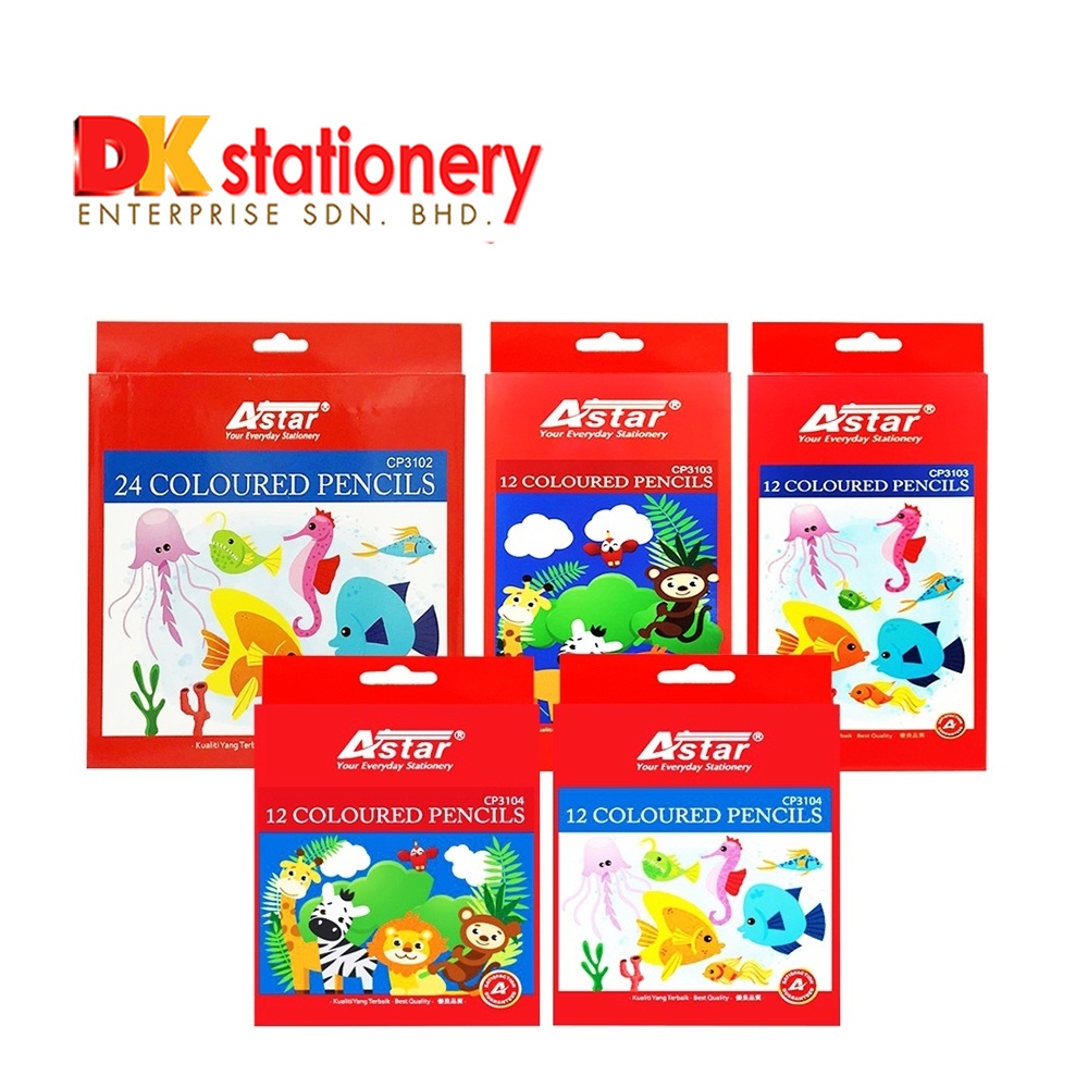 Astar Pensel Warna 12 Pendek / 12 Panjang / 24 Panjang – Warna Terang I ...