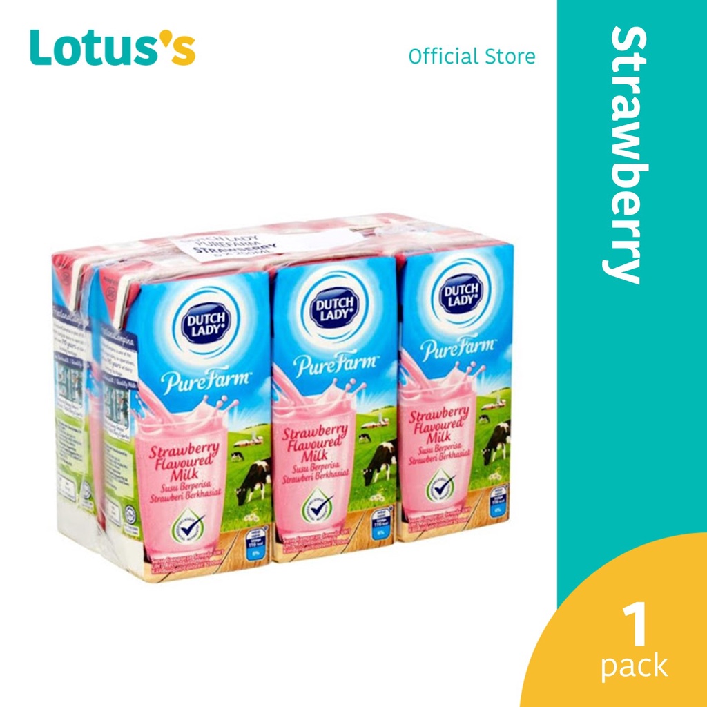 Dutch Lady Pure Farm Strawberry Flavoured Milk 6 x 200ml | Shopee Malaysia