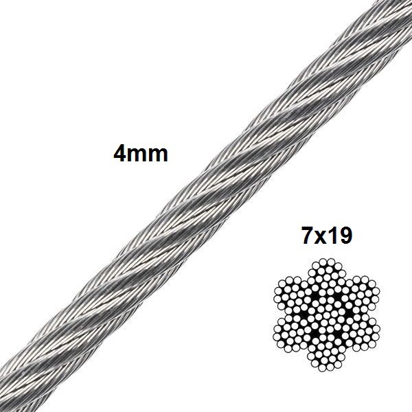 Stainless Steel Wire Rope SS304 (3mm / 4mm / 5mm / 6mm) 7X7 / 7X19 ...