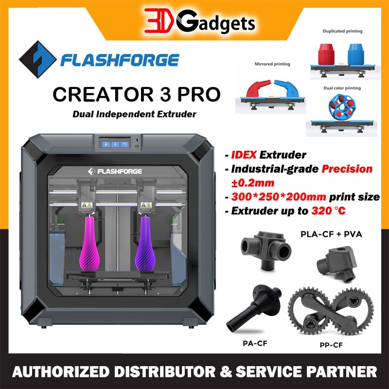 Flashforge Creator 3 Pro IDEX Extruder 3D Printer Professional Grade ...