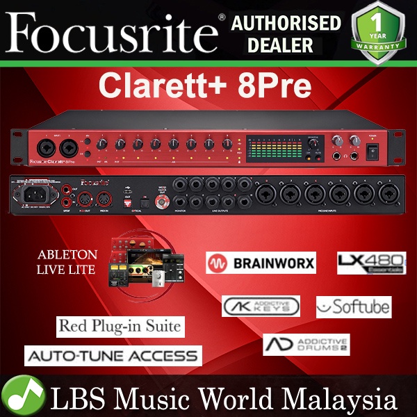 Focusrite Clarett+ 8Pre Powerful Studio Grade 18 In and 20 Out USB C ...