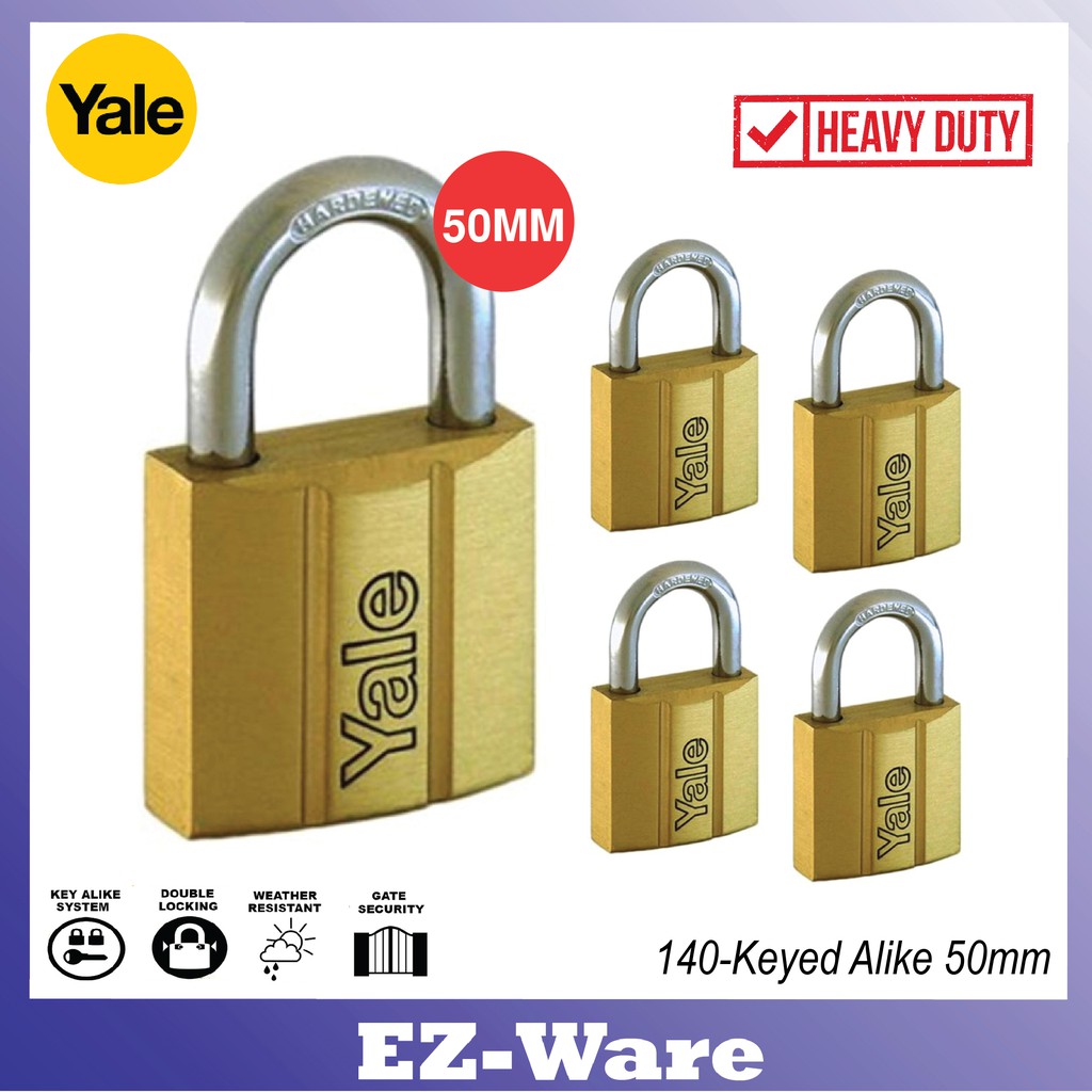 YALE Solid Brass High Security Key Alike Padlock 40mm/50mm 2-5PCS | Shopee Malaysia
