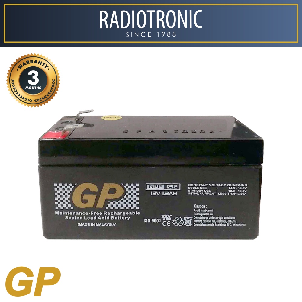 GP 12V 1.2Ah Rechargeable Sealed Lead Acid Batteries GP1212 | Shopee ...