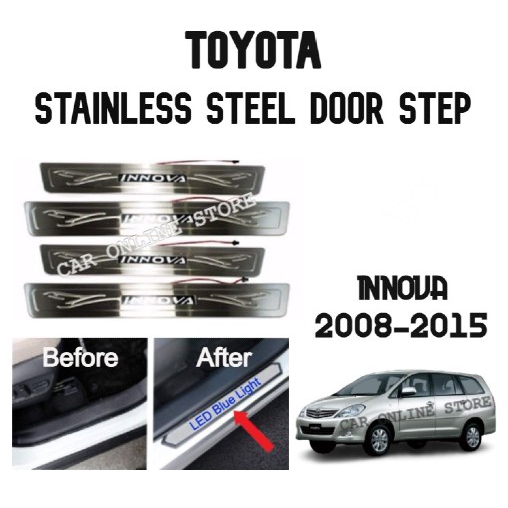 TOYOTA INNOVA 2008 - 2015 BLUE LED Door Side Sill Step Plate Stainless ...