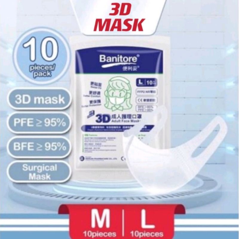 100% Original Banitore 3D Adult 3ply/ Layer Face Mask (Surgical mask ...