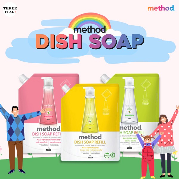 Method Dish Soap Washer Detergent Refill 1000ml - Pink Grapefruit, Lemon Mint, Basil | Shopee ...