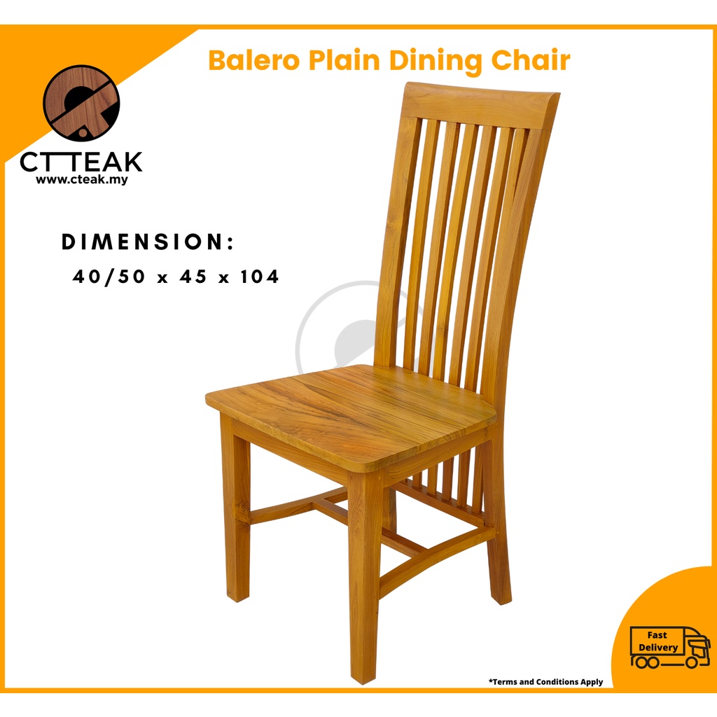 CT Teak Furniture Jati / Teak Wood Balero Plain Wood Dining Chair ~ 100 ...
