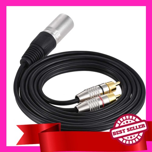 1 XLR Male to 2 RCA Male Plug Stereo Audio Cable Connector Y Splitter ...