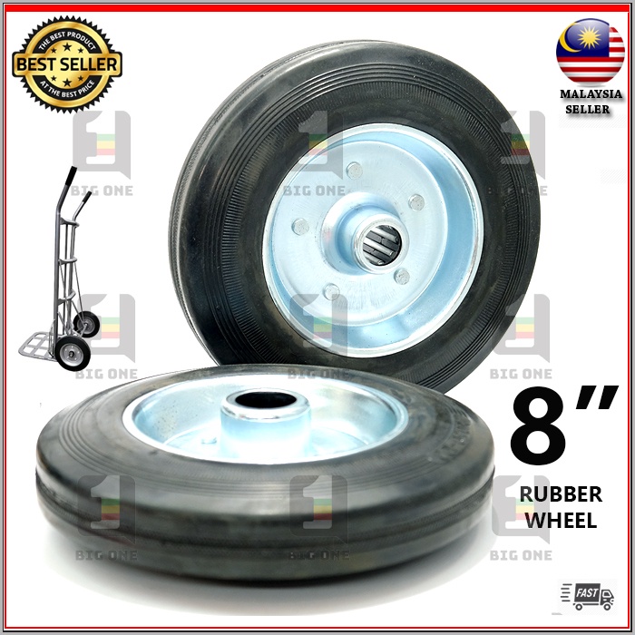 (3/4" OR 1") DOCKER 20CM 8" HEAVY DUTY TROLLEY RUBBER WHEEL HAND TRUCK ...