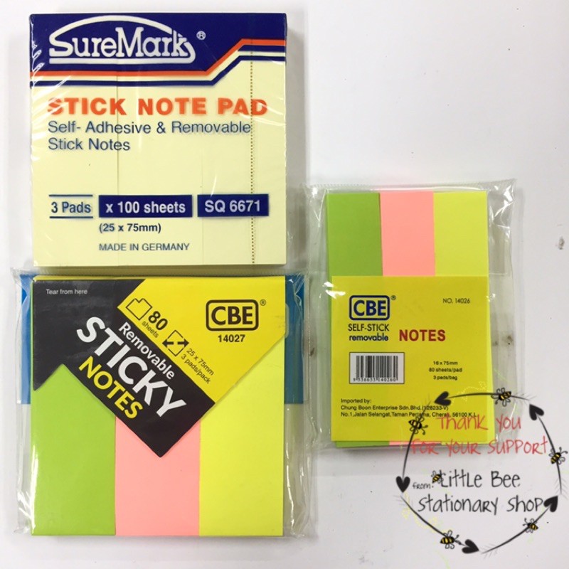 Stick Note Pad (3 pads/pack) | Shopee Malaysia