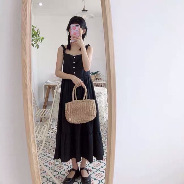 Ulzzang Two-Strap Maxi Dress Made in Guangzhou With Video and Real ...
