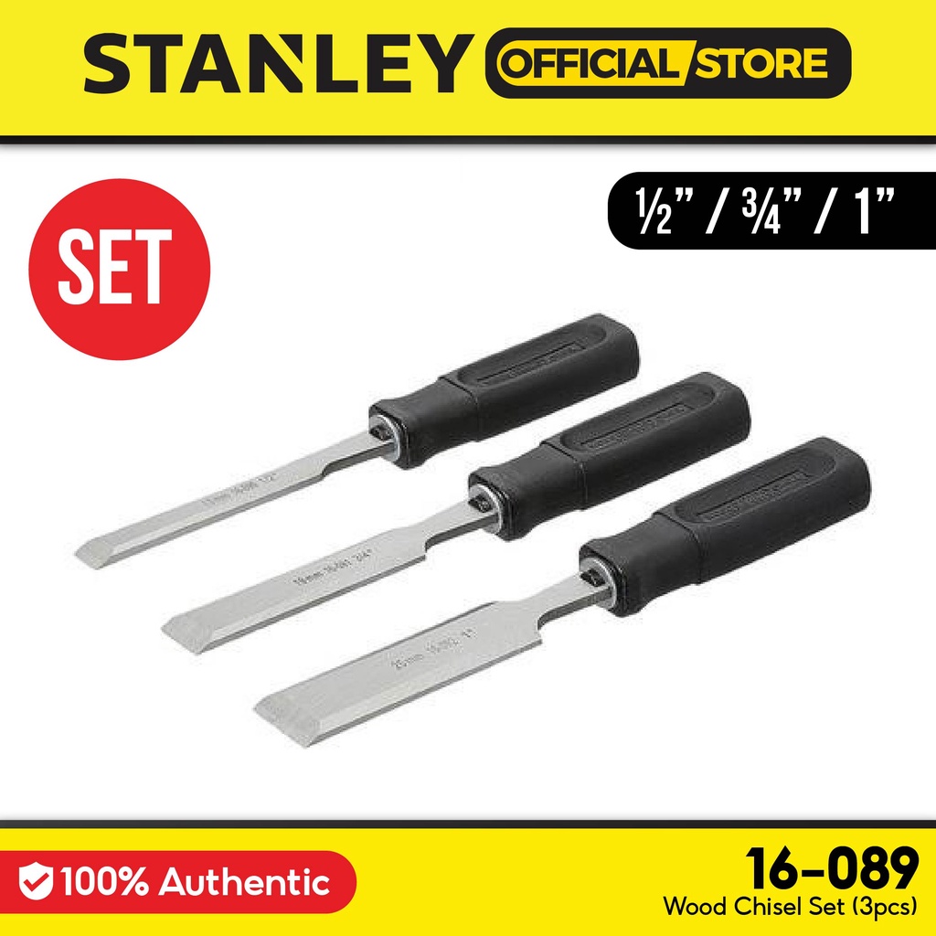 STANLEY 16089 WOOD CHISEL SET X 3PCS ( 1/2" , 3/4" , 1" ) | Shopee Malaysia