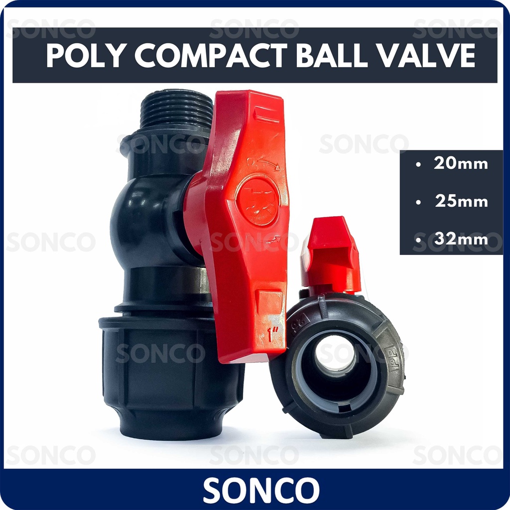SONCO MALE THREAD PP COMPRESSION BALL VALVE POLY HDPE ADAPTOR HIGH ...
