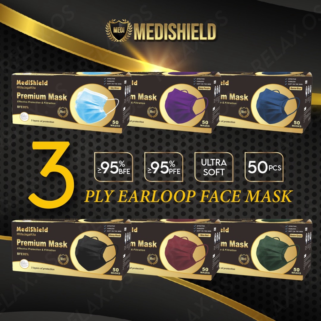 50pcs Full Black colour 3ply Face Mask 4ply Medical Disposable Mask ...