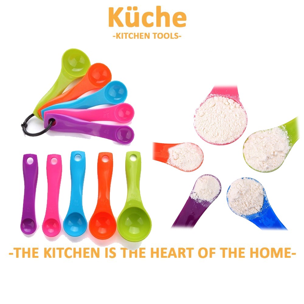 KUCHE 5 pcs Food-Grade Silicone Kitchen Measuring Tools Measuring Spoon ...