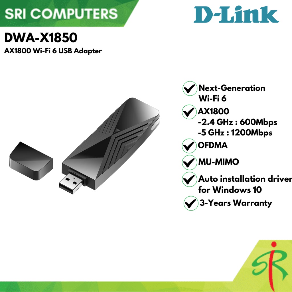 D-LINK DWA-X1850 AX1800 Wi-Fi 6 USB Adapter [3-YEARS WARRANTY] | Shopee ...