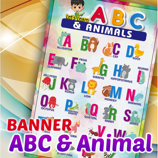 Banner Poster Belajar ABC sambil Mengenal Nama Haiwan (B.I.) | Shopee Malaysia