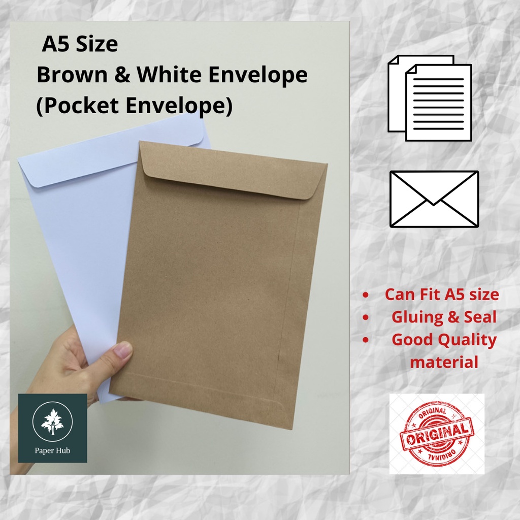 Ready Stock A5 Envelope 6.375" x 9" / Sampul Surat White/Brown ( brand ...
