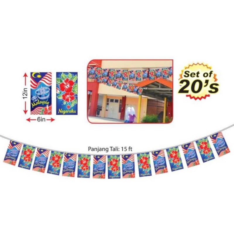 SET MALAYSIA FLAGLINE HIBISCUS BUNGA RAYA NEGERI-NEGERI BENDERA GANTUNG ...
