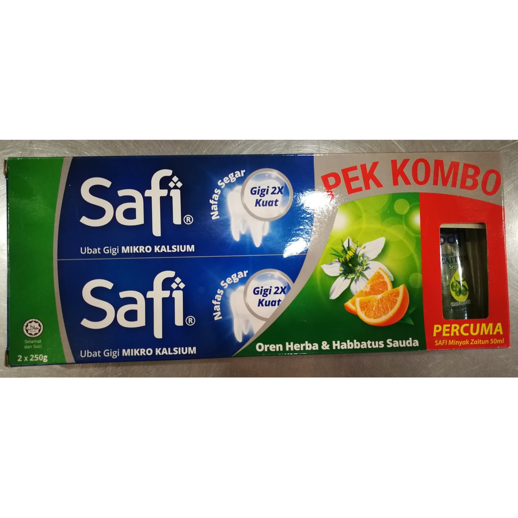 SAFI TOOTHPASTE / UBAT GIGI 250G X 2 TWIN PACK FOC MINYAK SAFI 50G EXP ...
