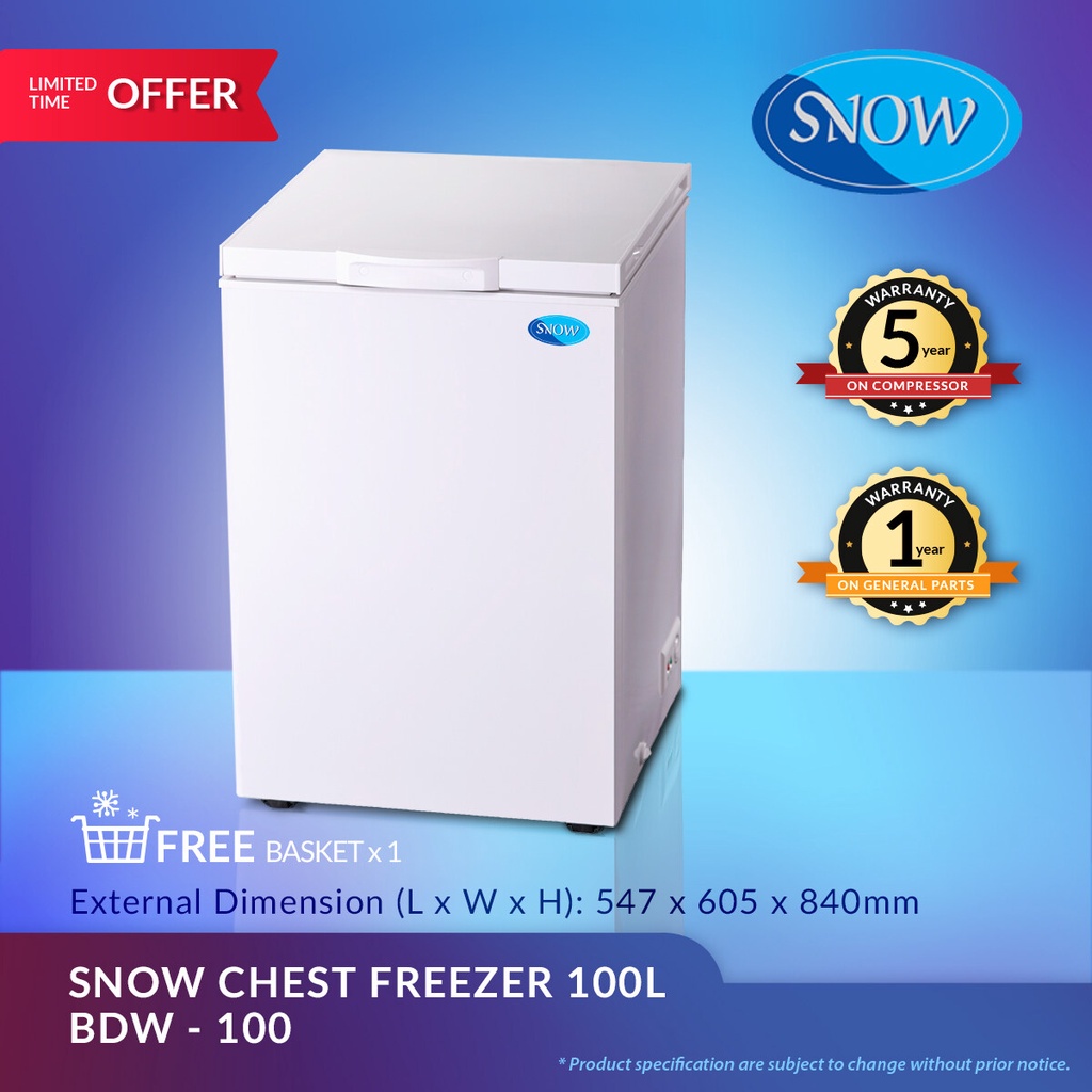 SNOW BD-(W)-100 100L FREEZER 冷冻冰箱 | Shopee Malaysia