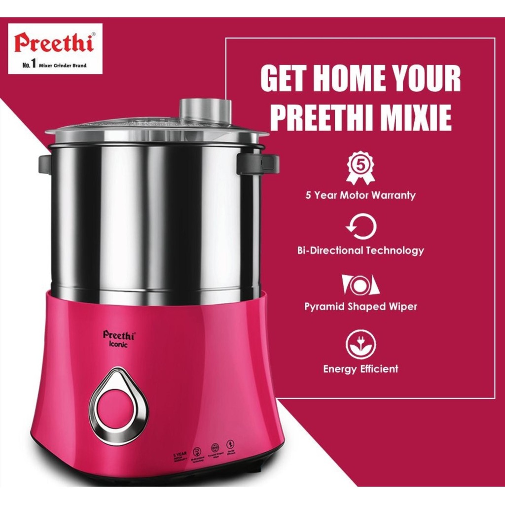 Preethi Iconic 2L Wet Grinder-Bi Directional Grinding Technology(2 ...