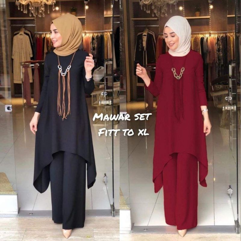 SUIT MUSLIMAH MAWAR, BLOUSE+SELUAR, SET CANTIK LABUH FASHION MUSLIMAH ...