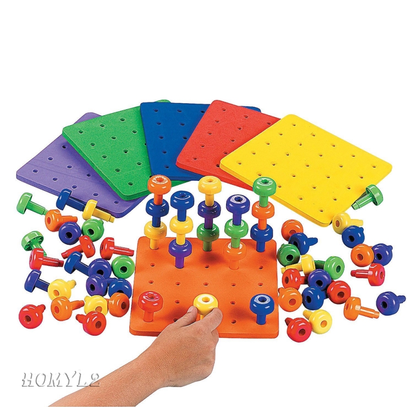 [HOMYLcfMY] 30Pcs Tall Stackers & Peg Board Fine Motor Skills ...