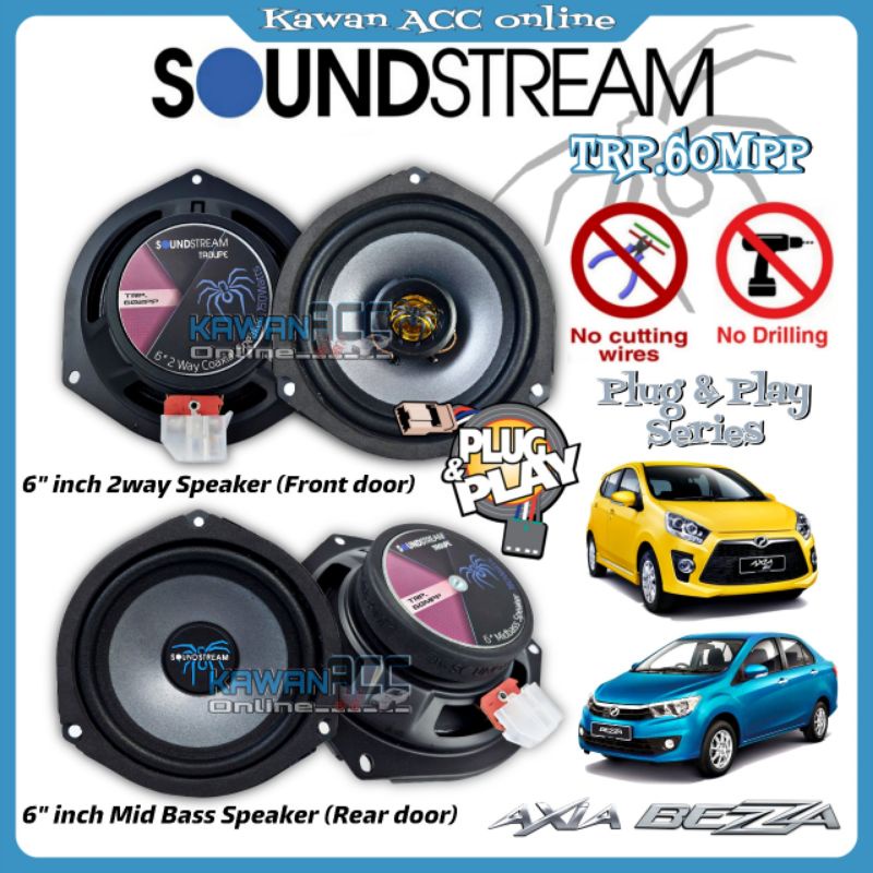 SOUNDSTREAM Perodua Axia / Bezza 6" Plug & Play Mid-Bass Speaker (TRP ...