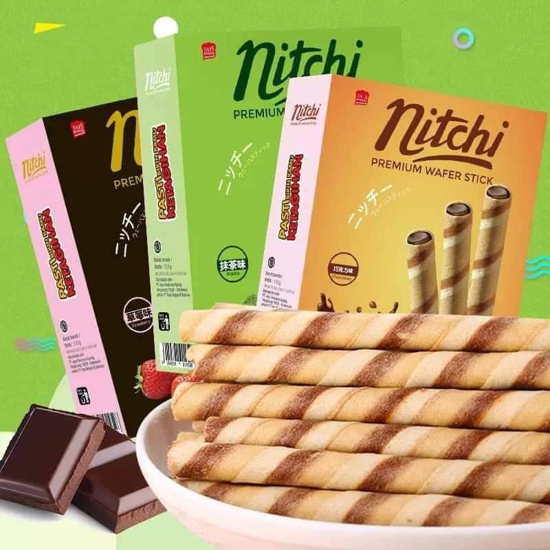 Nitchi Premium Wafer Roll Chocolate,Strawberry,Matcha 100g | Shopee ...
