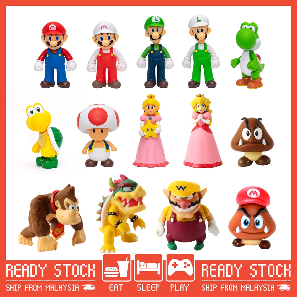 OEM 12cm Super Mario Bros Mario Luigi Yoshi Peach Captain Toad Wario ...