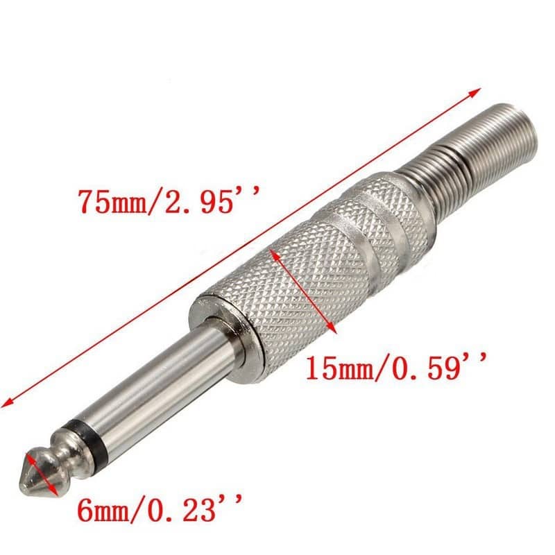 1/4 " Mono Audio Jack 6.35mm Male Mono Audio Cable Connector Plug ...